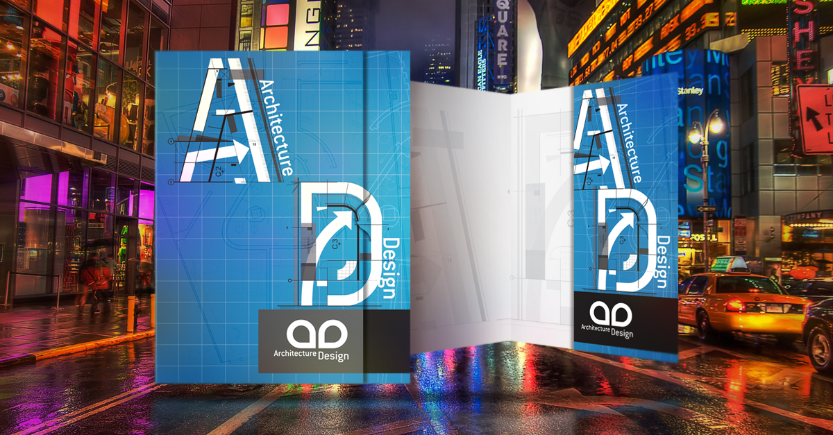 Architecture Blueprint Pocket Folder Design Template