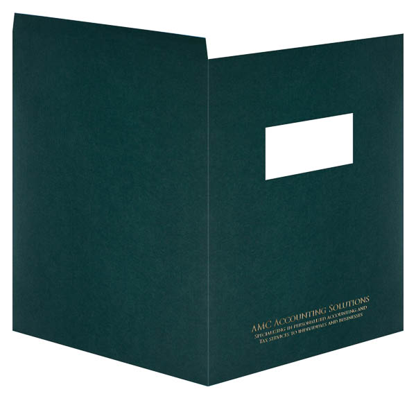Single Left Pocket Presentation Folder with Fold Down Tab & Window