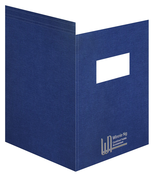 Left Pocket Presentation Folder w/ Window & Fold Down Tab