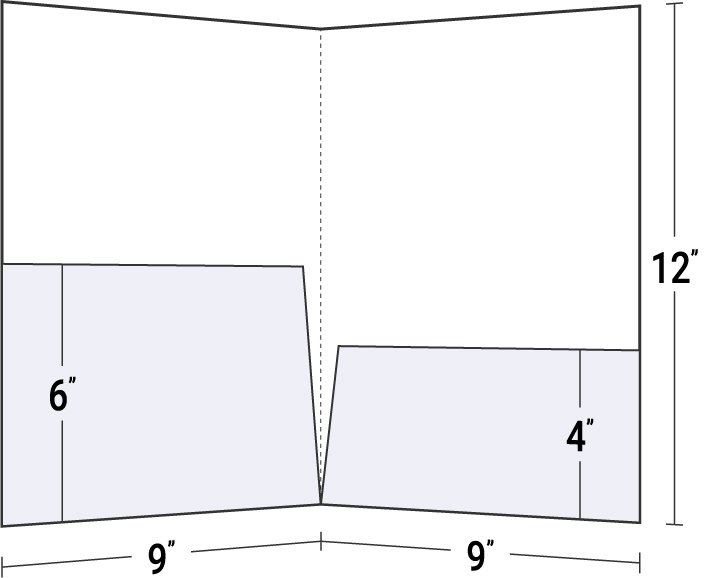 Horizontal Pocket Folder - Left 6" & Right 4" - $0.69 Each | Custom Printed