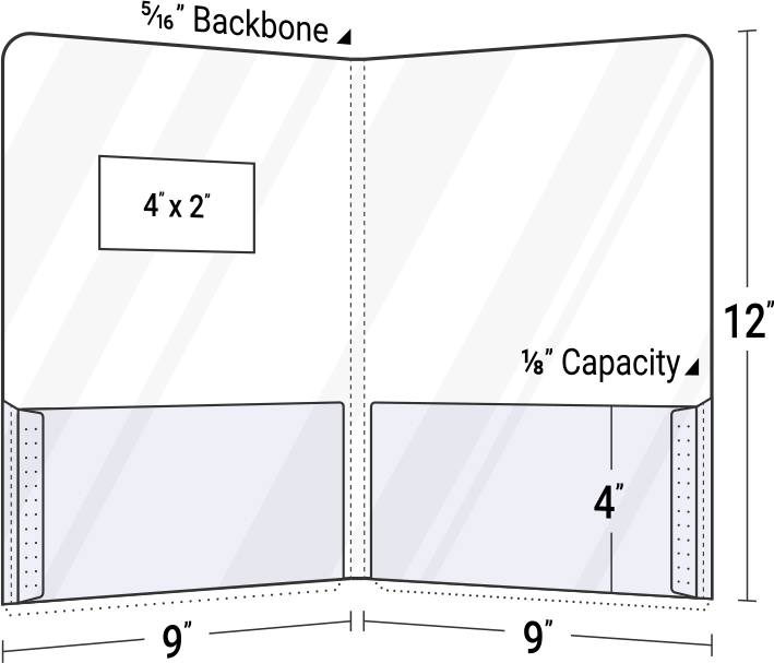 5/16" Backbone 2 Pocket Poly Folder w/ 4" x 2" Window | Custom Printed